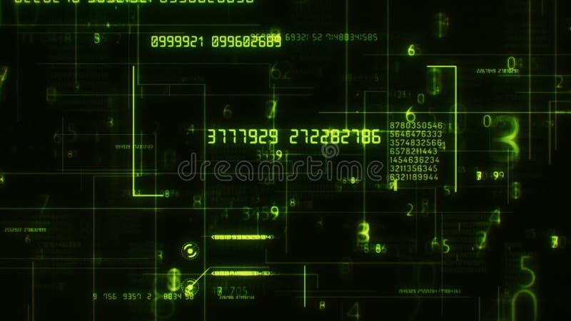 Flow of Green Digital Numbers - Loop Sci-Fi Abstract Background Stock ...