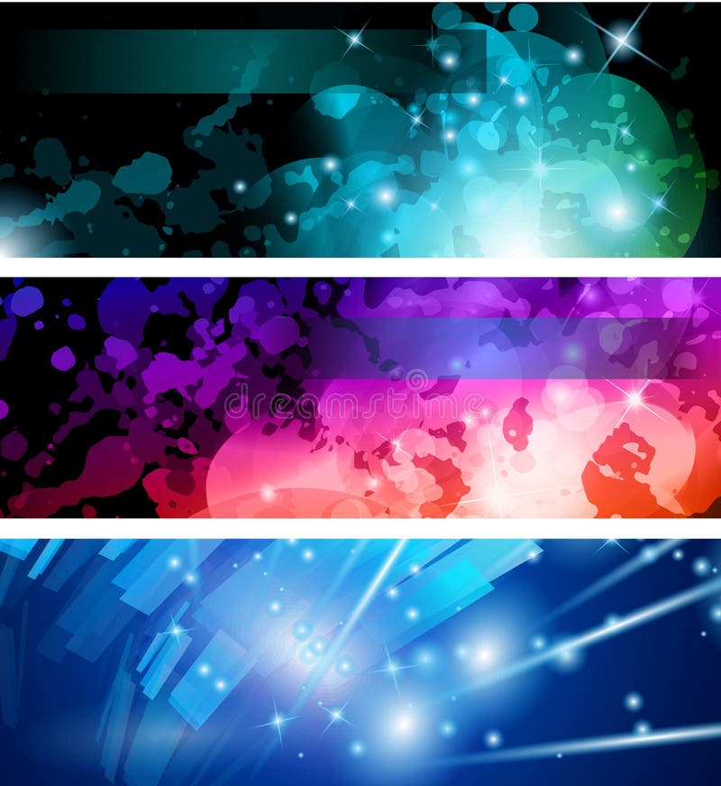 Flow of Lights Header Backgrounds Stock Vector - Illustration of blue ...