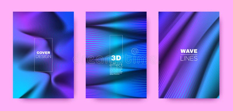 Flow Linear Poster. Cyan Abstract Covers Set Stock Vector ...