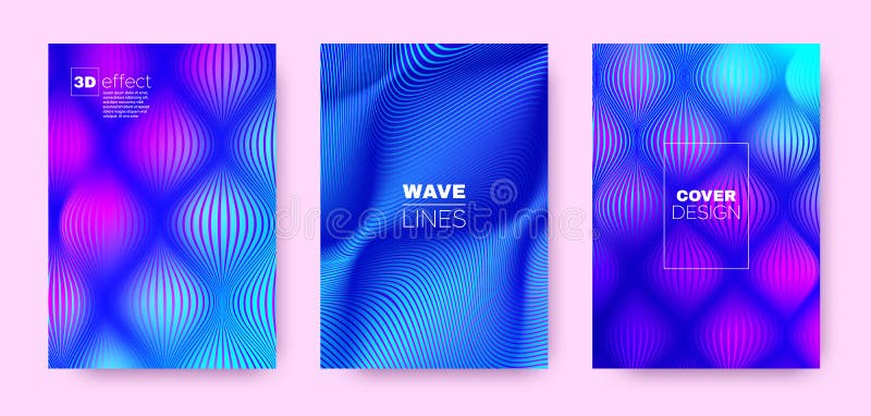 Flow Linear Poster. Violet Abstract Covers Set Stock Vector ...