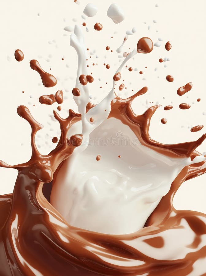 The Flow of Milk and Chocolate Combines in a Splash, with a Clipping ...