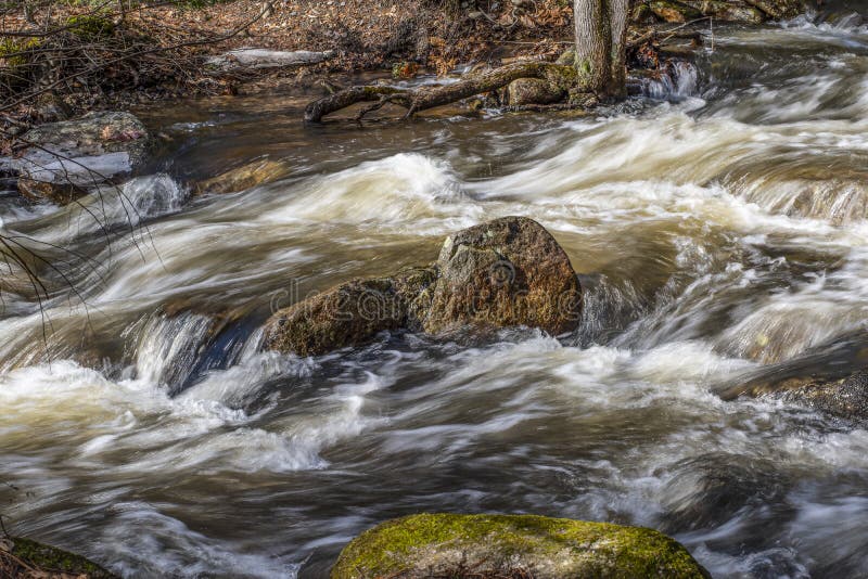 An Brook in Motion in the Wilderness of New England Stock Image - Image ...