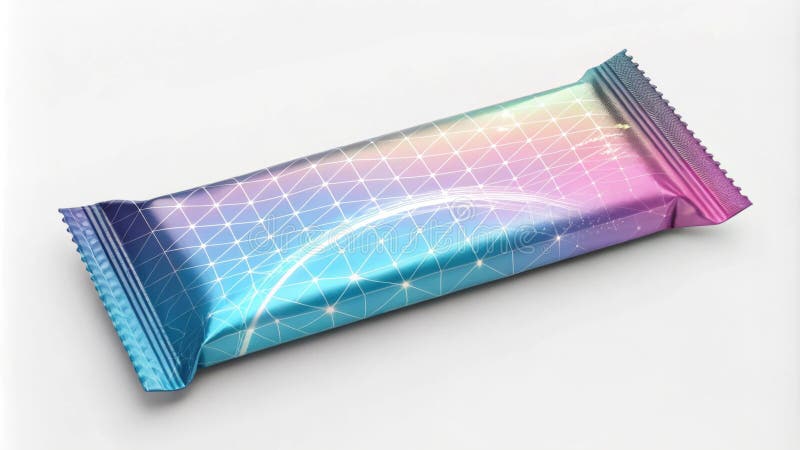 Flow Pack Mockup Featuring a Vibrant Holographic Design Stock ...