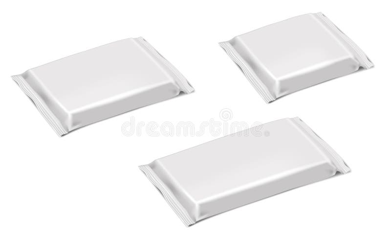 Flow Pack Packaging. Blank White Pillow Bag Vector Mock-up Set. Foil ...