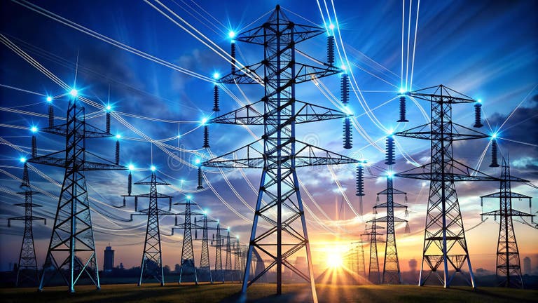 The Flow of Power: a Visual Representation of Energy Transmission AI Generated Stock ...