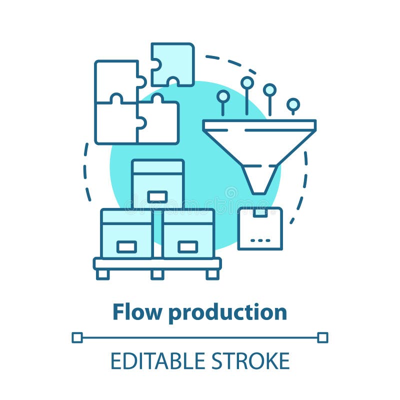 Flow Production Blue Concept Icon. Continuous-flow Manufacturing Idea ...