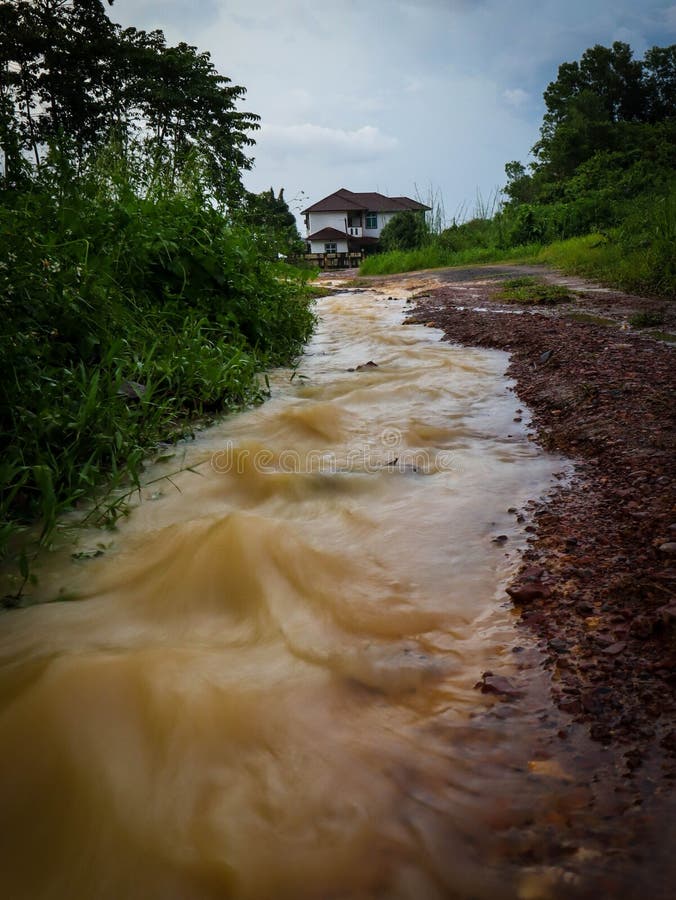 A Flow of Rain Water after Heavy Rain Stock Photo - Image of flow ...