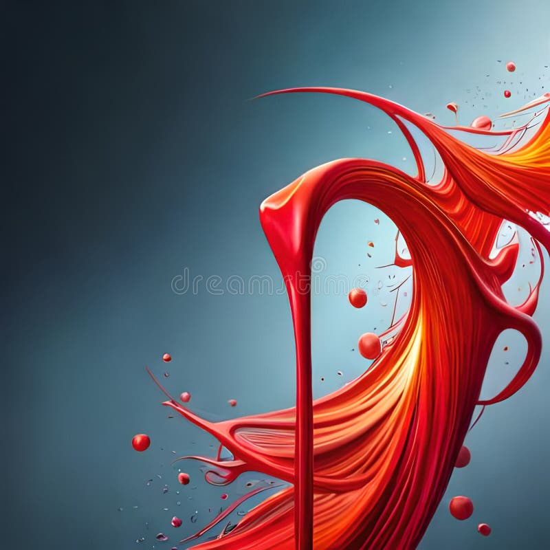 Flow of Red Paint, Abstract Background, Spreading Paint on a Gray ...