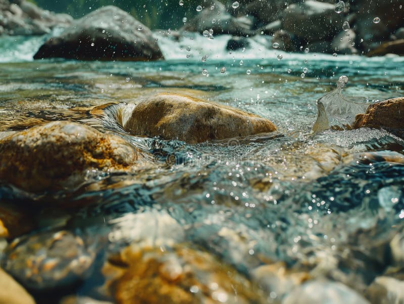 Flow of River Water Flowing between Cobblestones Stock Photo - Image of ...