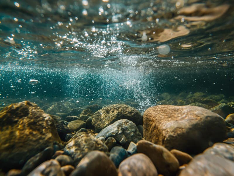Flow of River Water Flowing between Cobblestones Stock Image - Image of ...