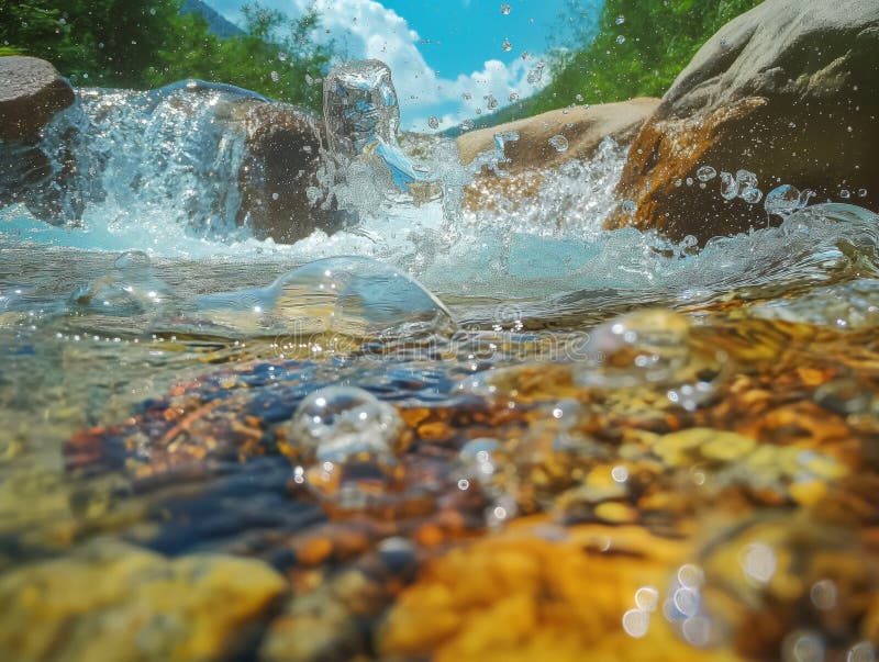 Flow of River Water Flowing between Cobblestones Stock Photo - Image of ...