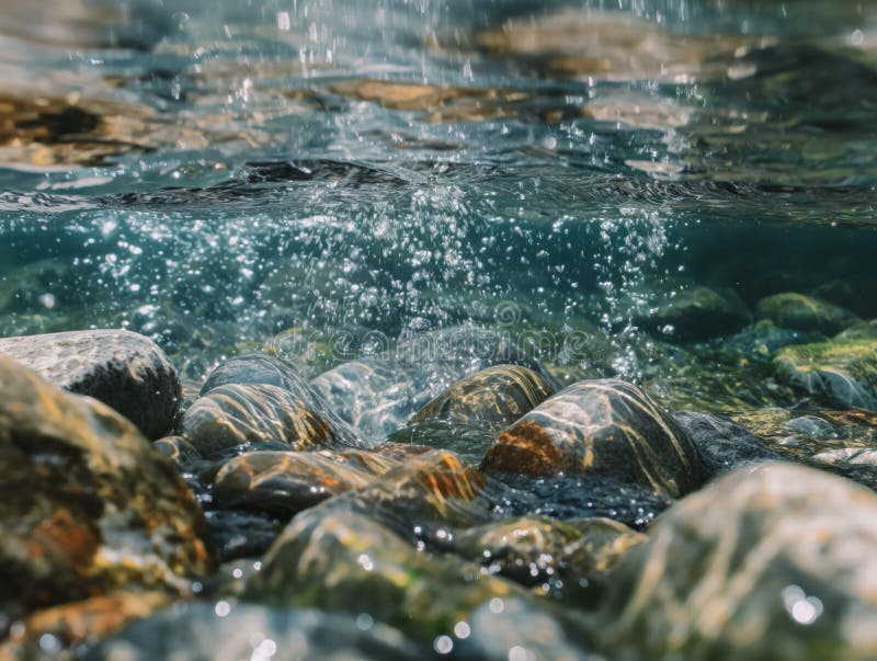Flow of River Water Flowing between Cobblestones Stock Image - Image of ...