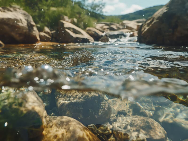 Flow of River Water Flowing between Cobblestones Stock Photo - Image of ...
