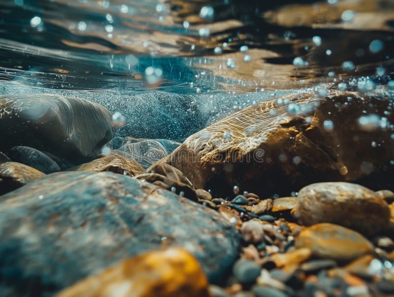 Flow of River Water Flowing between Cobblestones Stock Photo - Image of ...