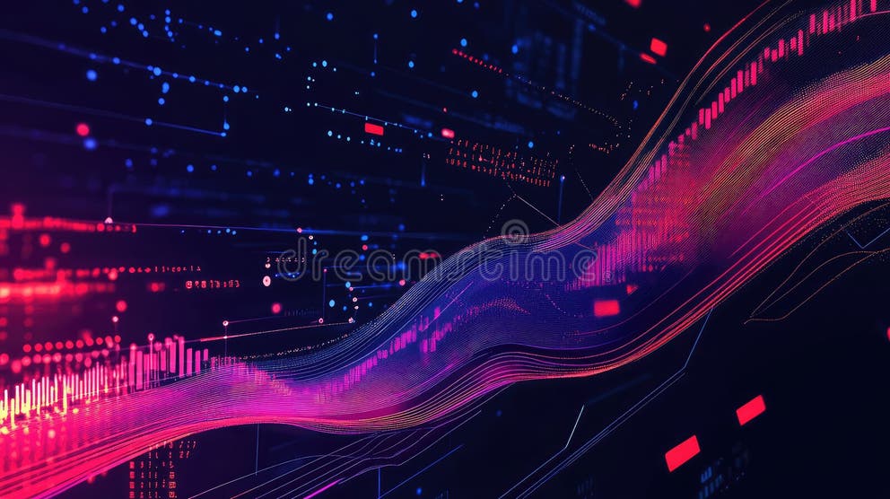 Flow scrolling data stream stock illustration. Illustration of ...