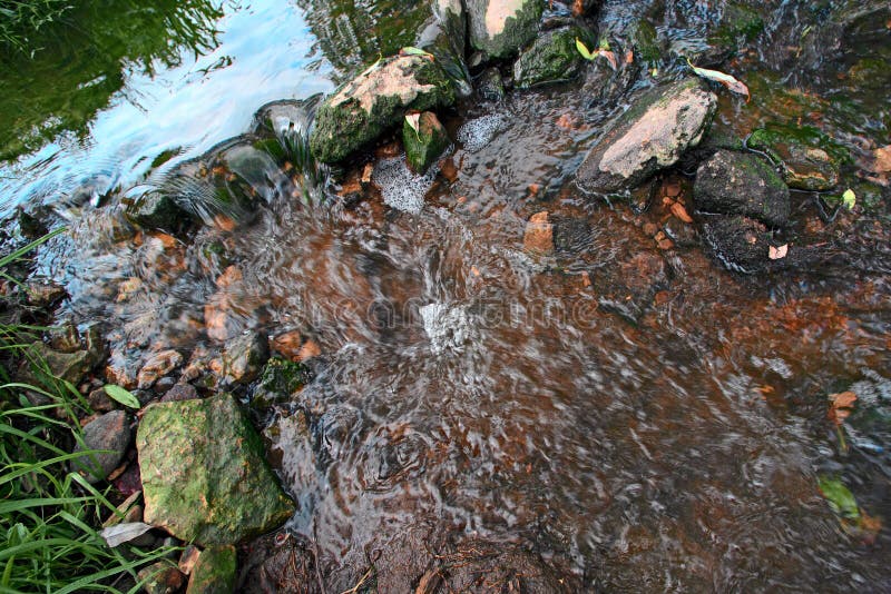 Flow in shallow water stock image. Image of brown, park - 95767765