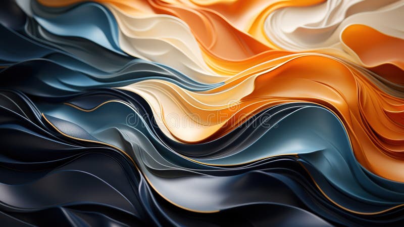 Flow Smooth Wavy Pattern Made of Gossamer Blue and Gold Color Luxury ...