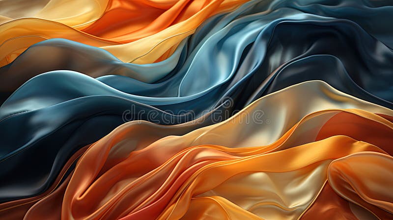 Flow Smooth Wavy Pattern Made of Gossamer Blue and Gold Color Luxury ...