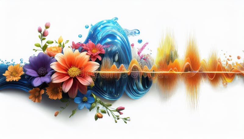 Flow of Sound Intertwining with Vibrant Floral Elements in a Creative ...