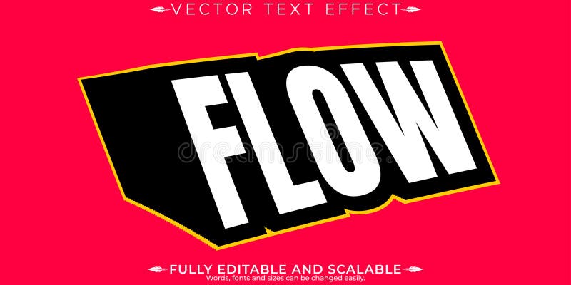 Flow Text Effect, Editable Modern Lettering Typography Font Style Stock ...