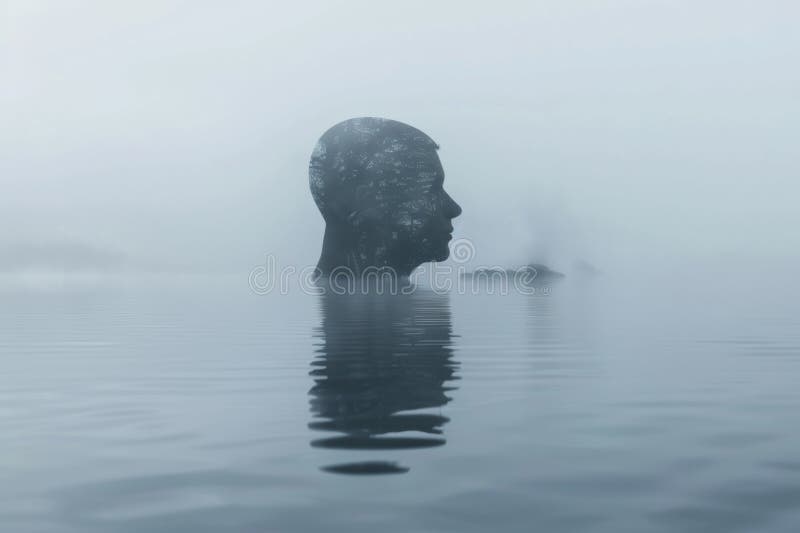 Flow of Thoughts and Deep Thinking Concept in Dark Tones with Abstract ...