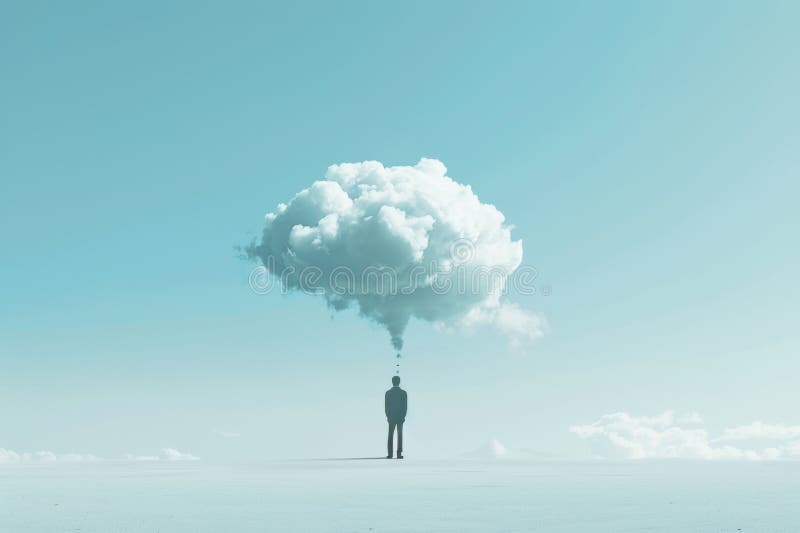 Flow of Thoughts and Deep Thinking Concept in Dark Tones with Abstract ...