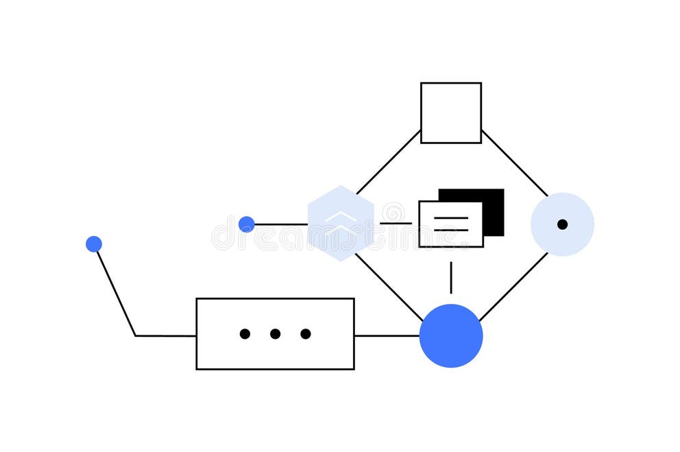 Flowchart with Blue and Black Elements Showing a Process or System ...