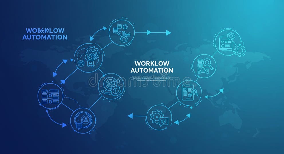 Flowchart on a Blue Gradient Background Illustrating "Workflow ...