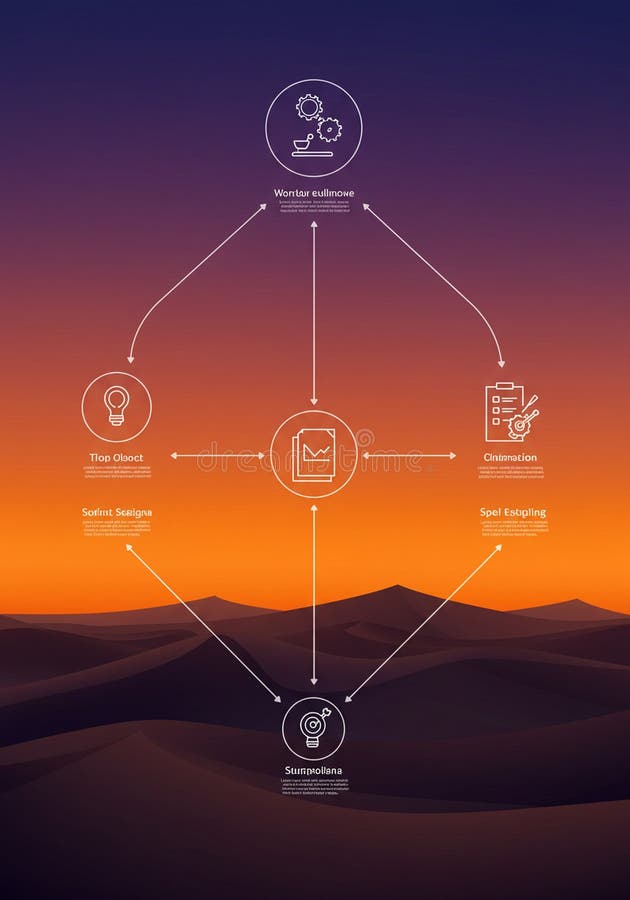 Flowchart with a Central Circular Icon Featuring a Crown-like Symbol ...
