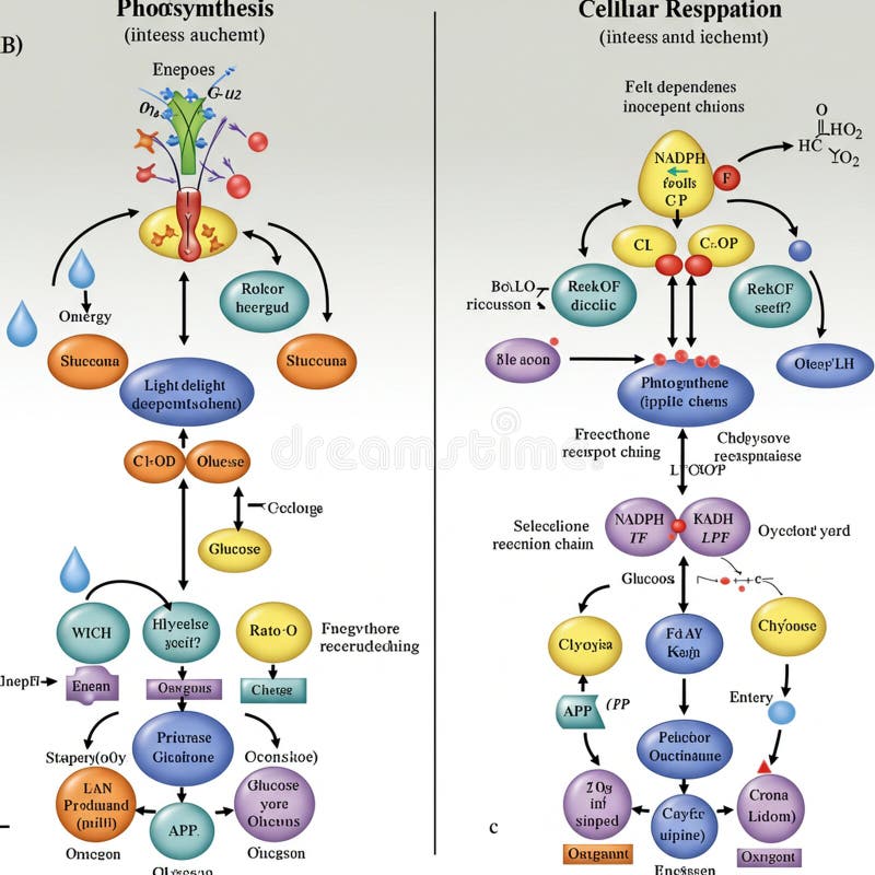 Flowchart with Colorful Blobs and Arrows Representing Processes ...