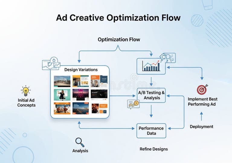Flowchart Depicting the "Ad Creative Optimization Flow." Starts Stock Illustration ...