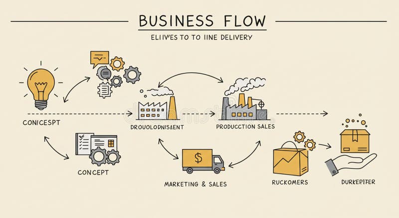 Flowchart Depicting a Business Process from Concept Development To ...