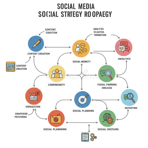 Flowchart Depicting a Circular Social Media Strategy Process with ...