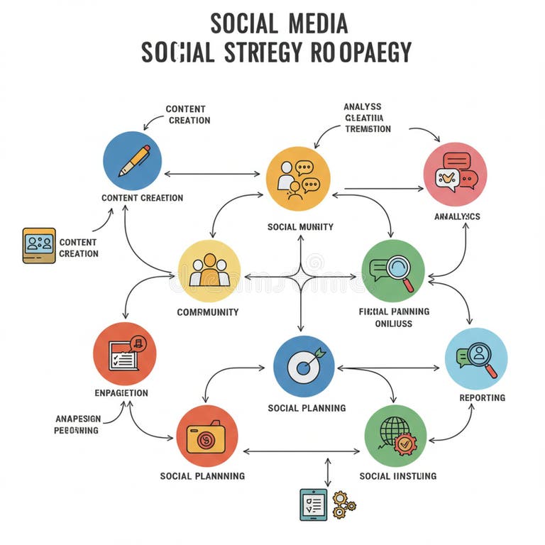 Flowchart Depicting a Circular Social Media Strategy Process with ...