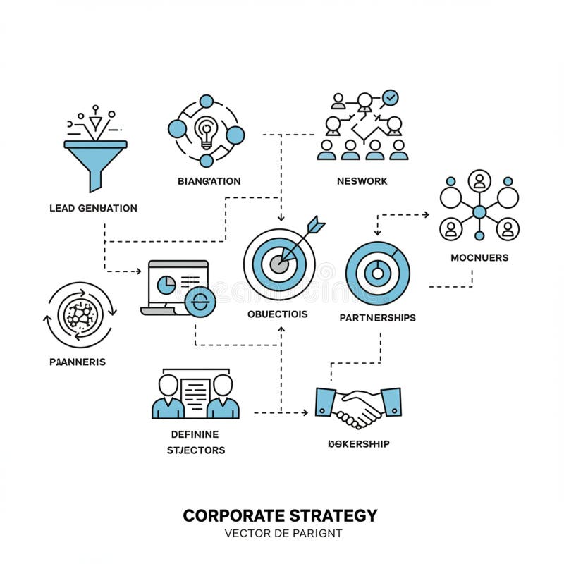 Flowchart Depicting a Corporate Strategy Concept with Interconnected ...
