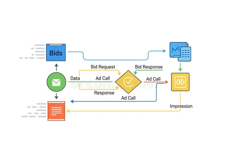 Flowchart Depicting a Digital Advertising Process. the Diagram Stock ...