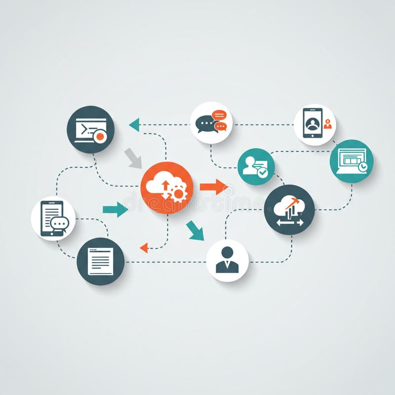 Flowchart Depicting a Digital Process with Interconnected Circular ...