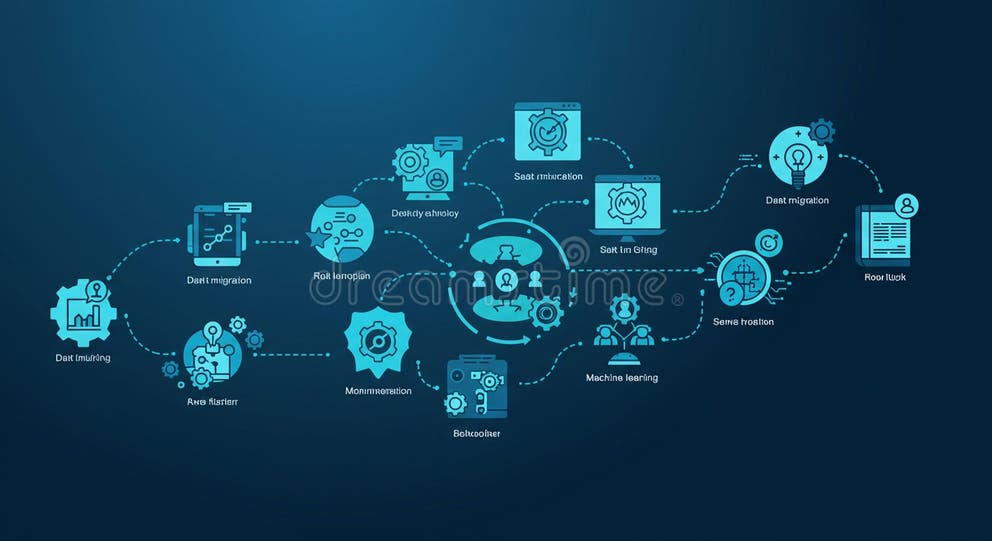 Flowchart Depicting Interconnected Technological Processes in Data ...