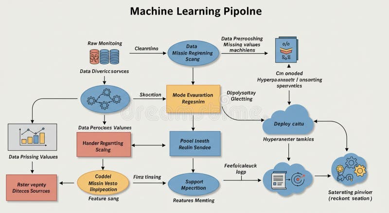 Flowchart Depicting a Machine Learning Pipeline. Various Stages Include Data Stock Illustration ...