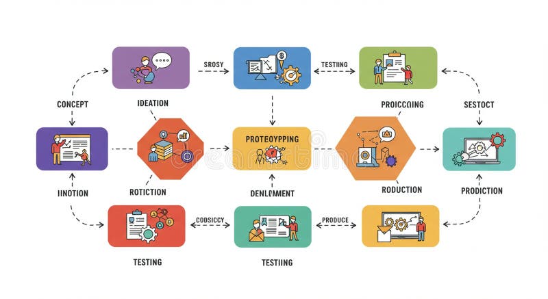 Flowchart Depicting a Multi-stage Process with Various Steps in Colored ...