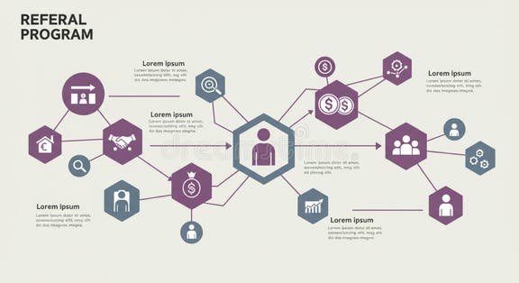 Flowchart Depicting a Referral Program with Interconnected Hexagons ...