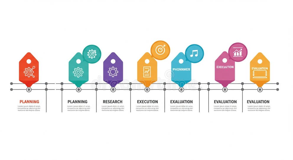 Flowchart Depicts a Sequential Process Using Labeled Colored Tags ...