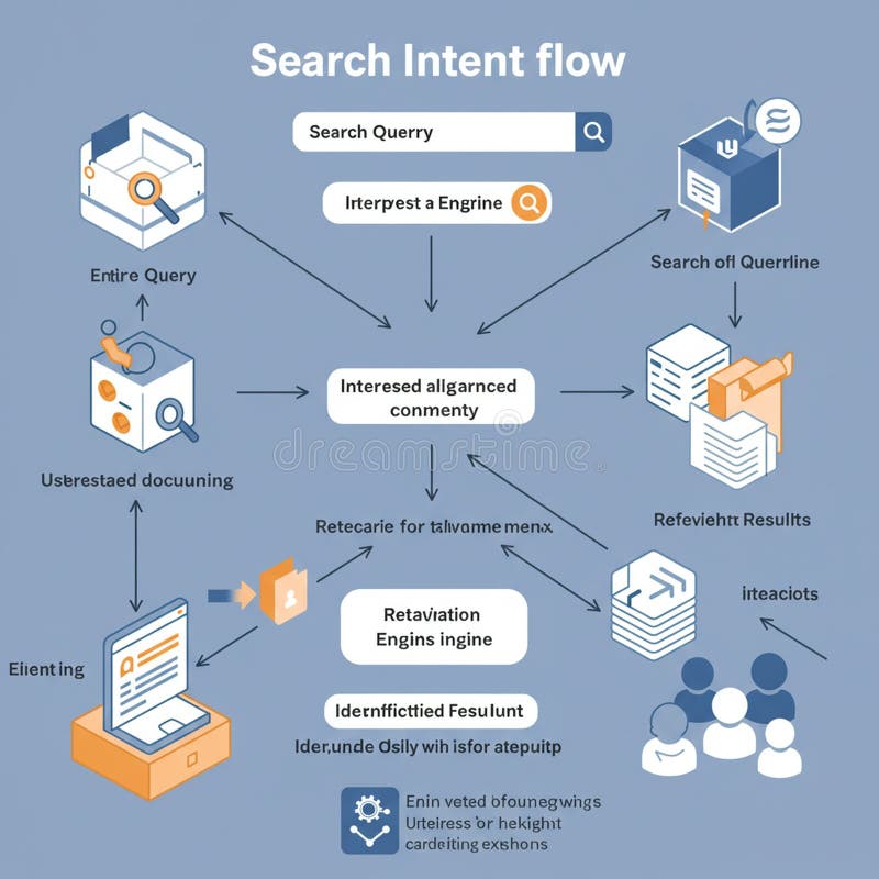 Flowchart Diagram Displaying a Search Intent Process. Arrows Connect ...