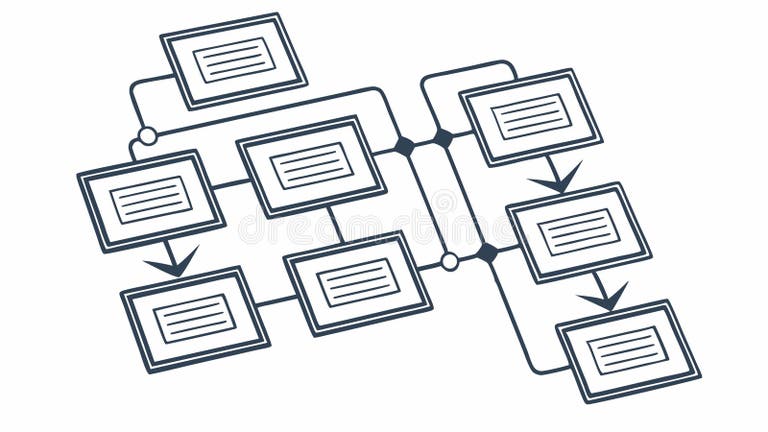 Flowchart Diagram with Empty Boxes and Arrows for Organization, Vector ...