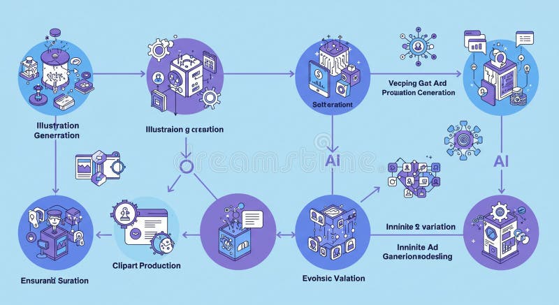 Flowchart Diagram Illustrating an AI-driven Creative Process. Six ...