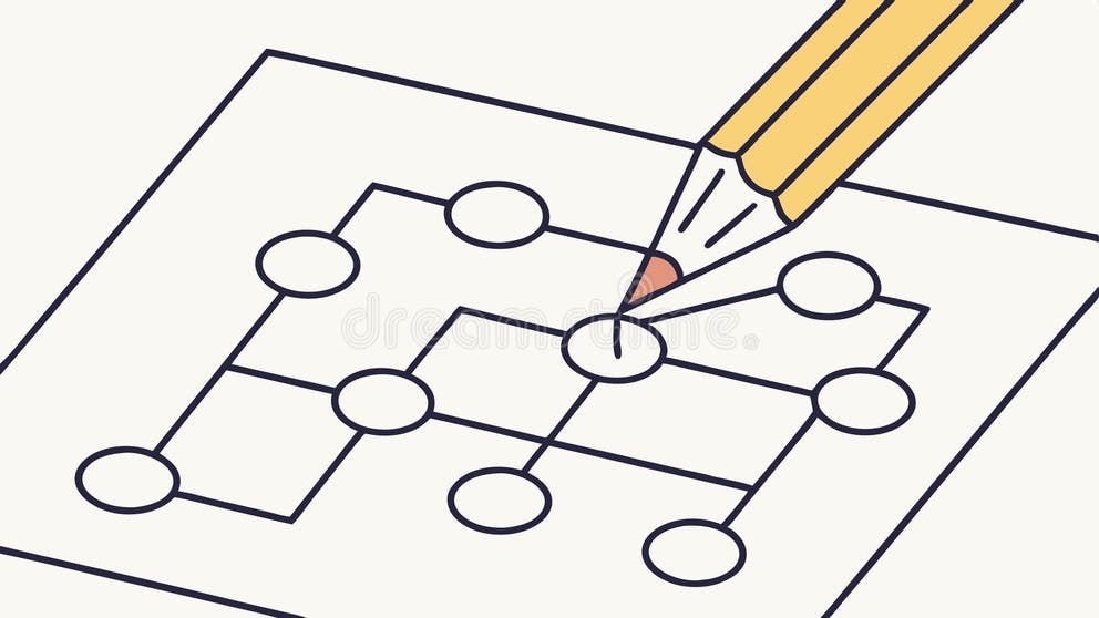 Flowchart Diagram with Pencil Vector Illustration, Process Planning ...