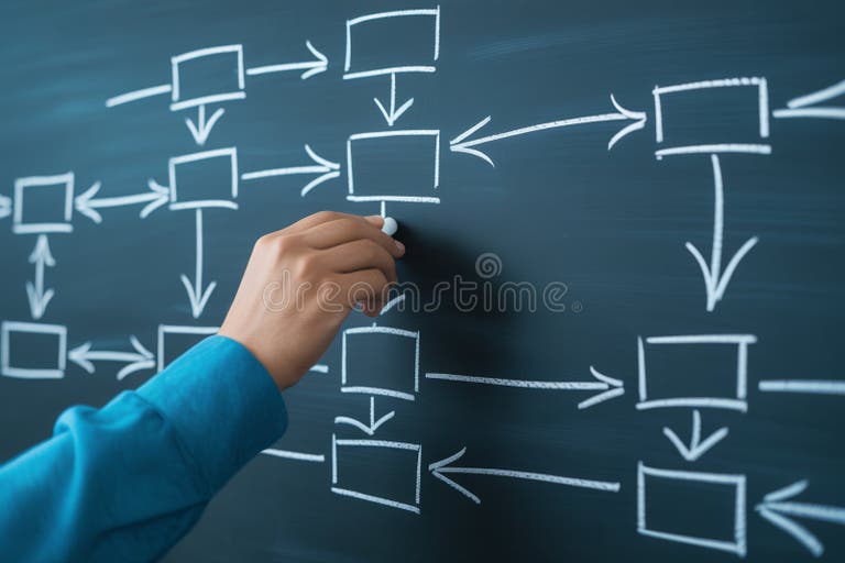 Flowchart Diagram Process Mapping on Chalkboard for Business Strategy ...