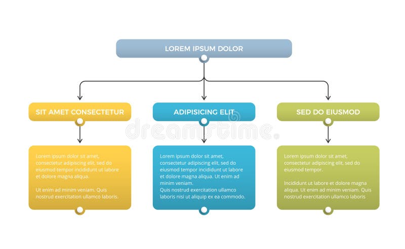 Flowchart with 3 Elements stock vector. Illustration of presentation ...