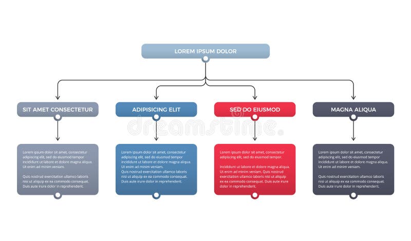 Flowchart with 4 Elements stock vector. Illustration of chart - 269091785