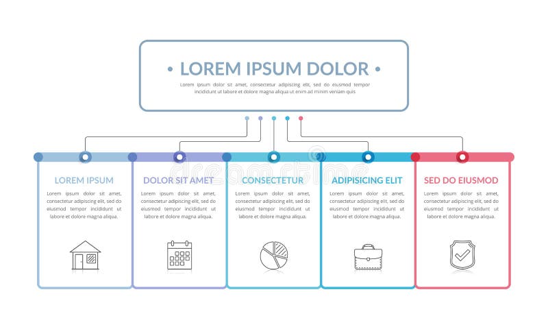 Flowchart with 5 Elements stock vector. Illustration of main - 245055542